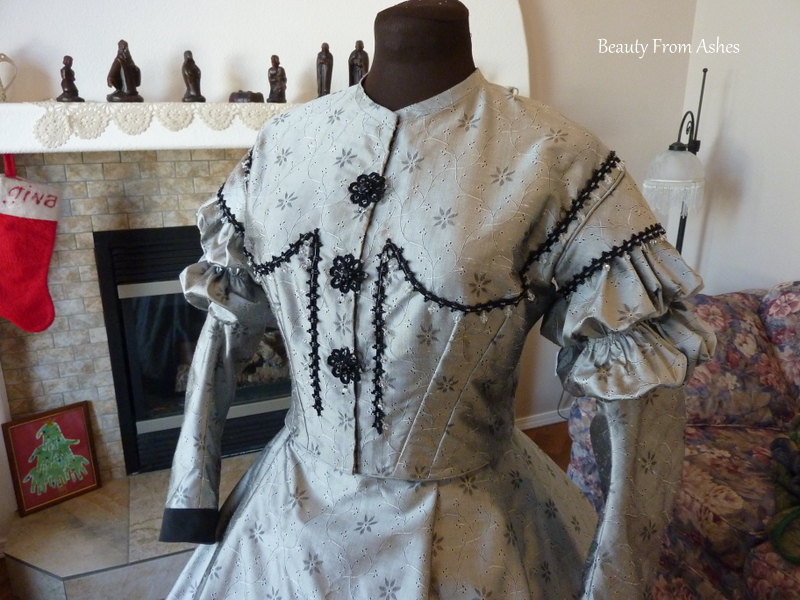 Beauty From Ashes: 1860s Elliptical Half Mourning Dress Complete!