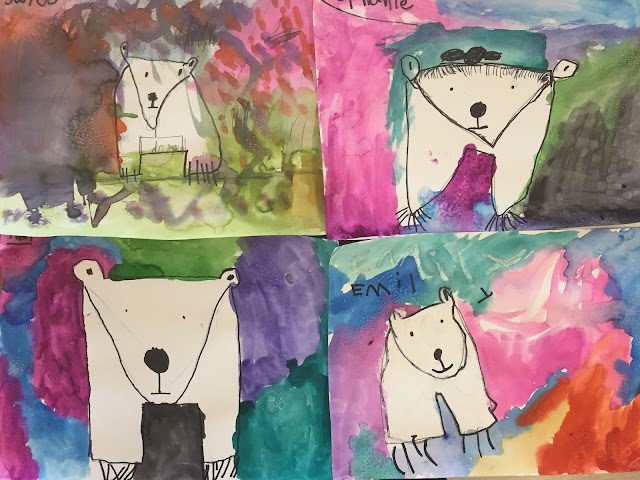 small batch art: Kindergarten Polar Bears under the Northern Lights