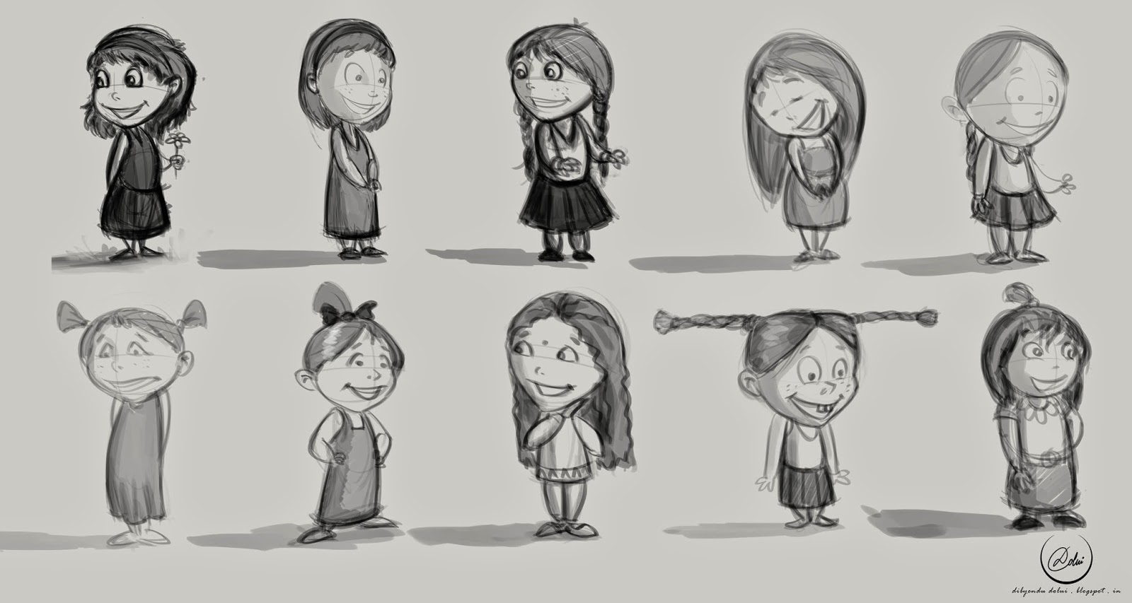 Dibyendu Dolui: rough character Design of little girl