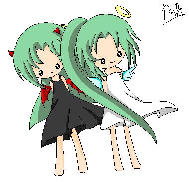 Higurashi and Umineko Chibi: Angel and Devil