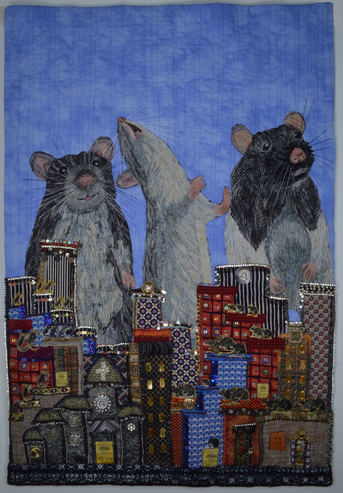 Fiber Obsession: Big City Rats Art Quilt