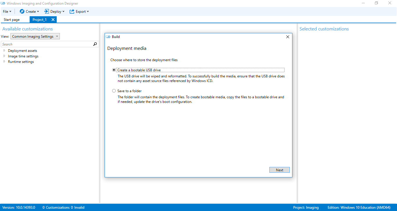 test: Sử dụng Windows ICD tạo Recovery media cho máy tính chạy Windows 10
