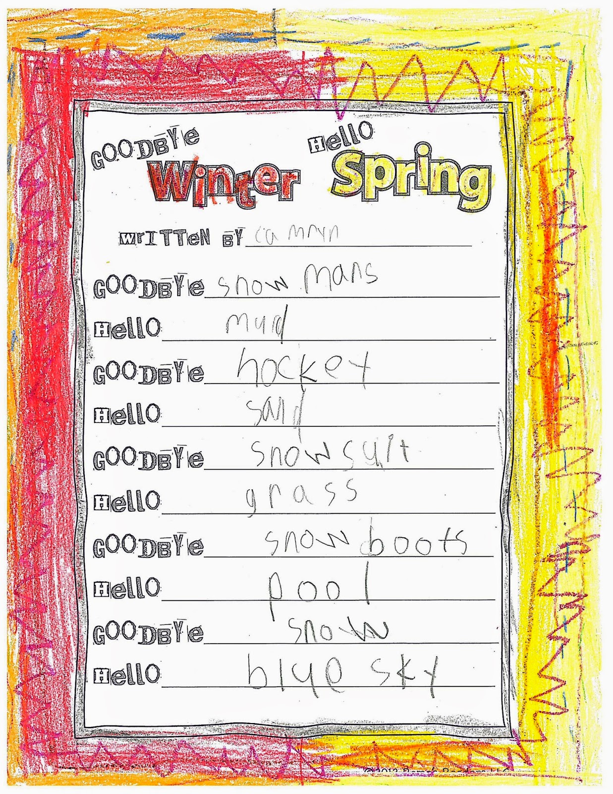 The Passionate Educator: a blog by Mrs. Obach: Goodbye Winter, Hello Spring