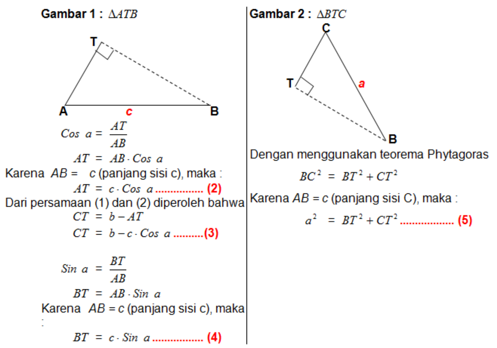 Pembuktian Aturan Cosinus