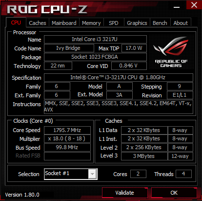 CPU-Z 1.80 Update Terbaru di 2017 Skin Asus ROG