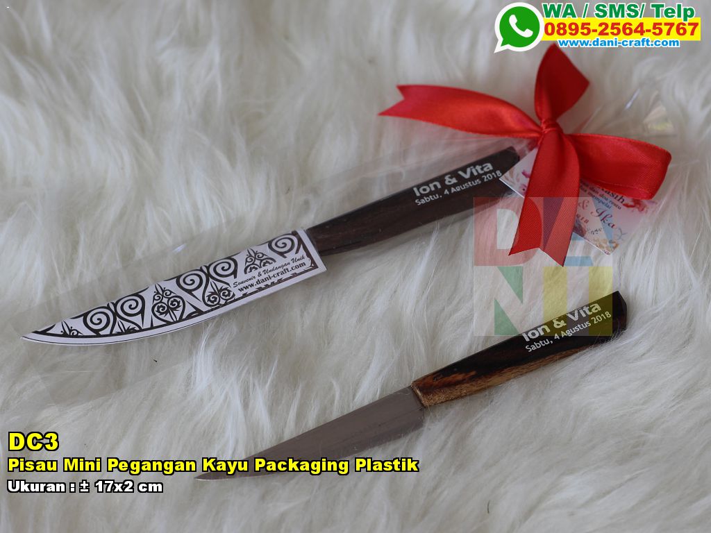 Pisau Mini Pegangan Kayu Packaging Plastik | Souvenir Pernikahan