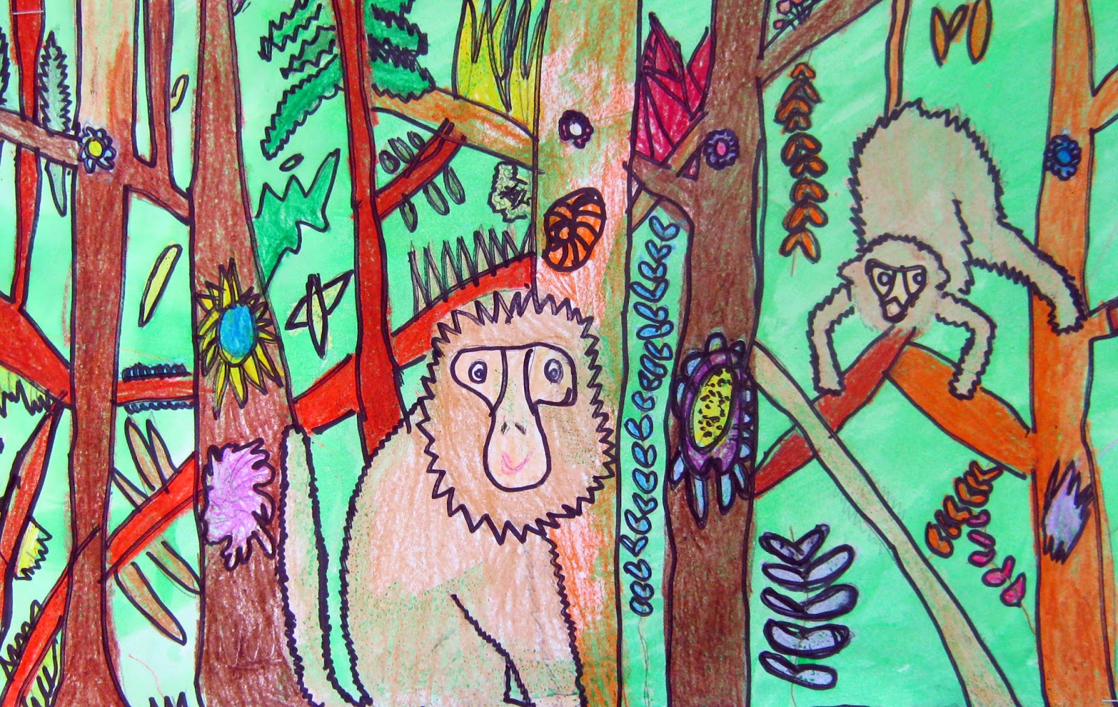Mrs. Levine's Art Room : THIRD GRADE... Tropical forests with monkeys