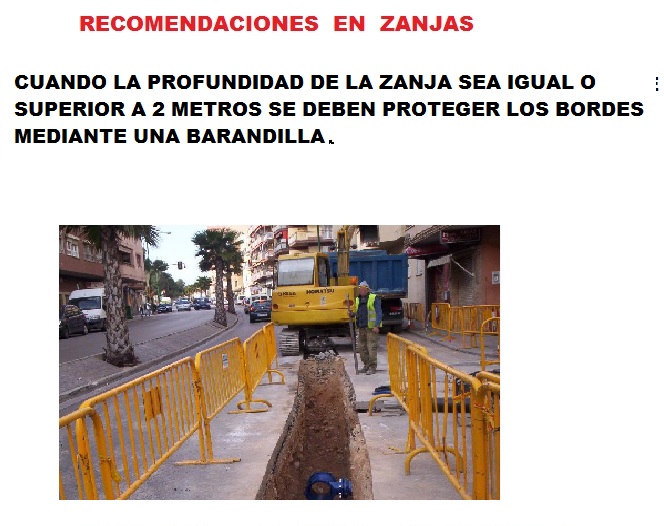 RECOMENDACIONES SEGURIDAD EN ZANJAS