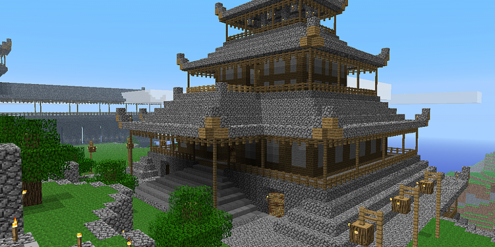 El mural de los 6: Templo japonés (minecraft)