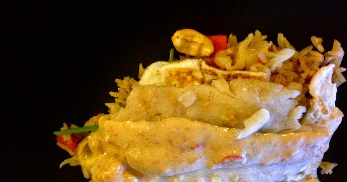 Blue grenadier fish with peanut yoghurt sauce