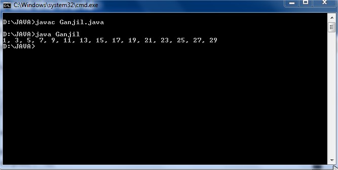Me and the World: Pemrograman JAVA : Deret Bilangan Ganjil dan Deret Fibonacci