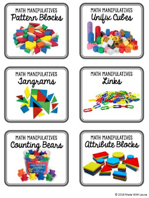 KinderTastic: Math Manipulatives Labels
