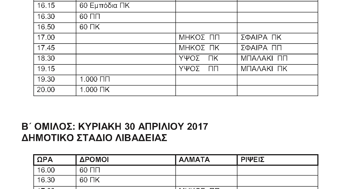 ΕΑΣ ΣΕΓΑΣ ΑΝΑΤΟΛΙΚΗΣ ΣΤΕΡΕΑΣ-ΕΥΒΟΙΑΣ: ΩΡΟΛΟΓΙΟ ΠΡΟΓΡΑΜΜΑ ΔΙΑΣΥΛ. ΠΠΒ ...