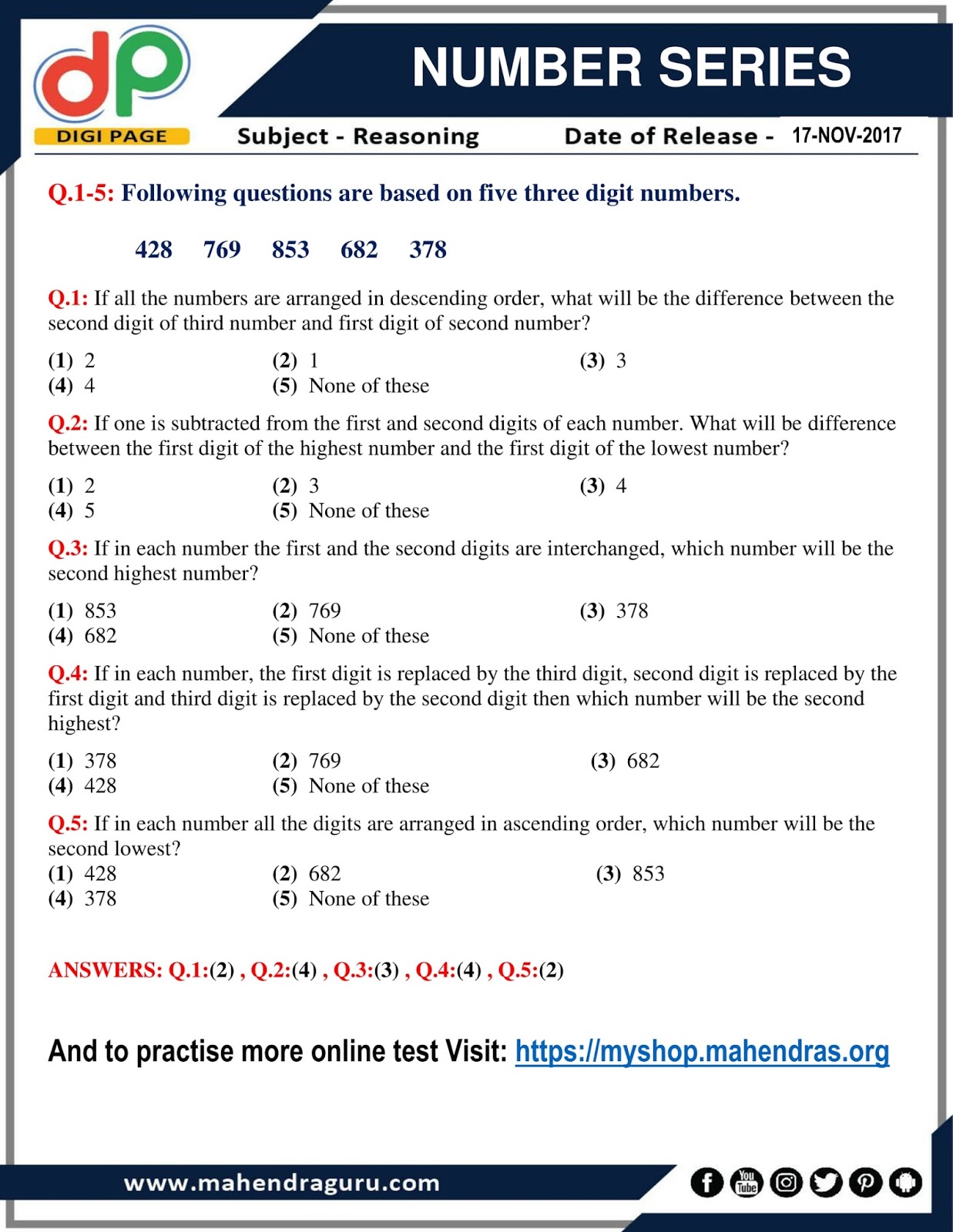 DP | Number Series For IBPS Clerk | 17 - 11 - 17