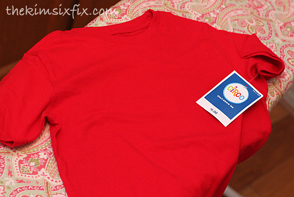Now you need a t-shirt to fuse it to. I chose a red $6 one from Target: