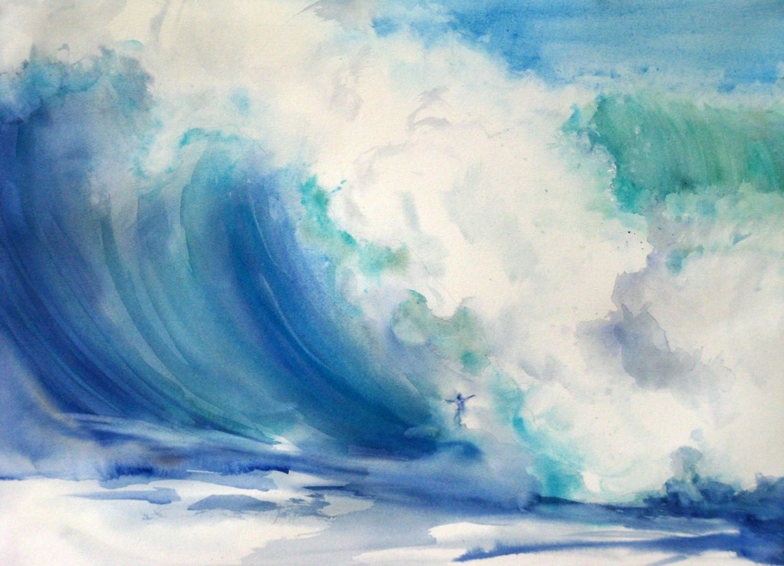 Arlene G. Woo's Images: It's Big! Seascape Watercolor by Hawaii Artist