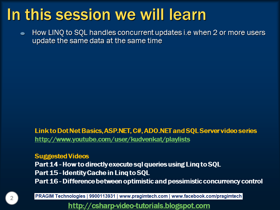 Sql Server Net And C Video Tutorial Part 17 Concurrency In Linq