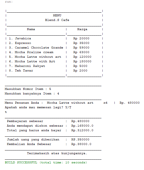 Program Java Sederhana - Kasir Cafe | G-Bagi