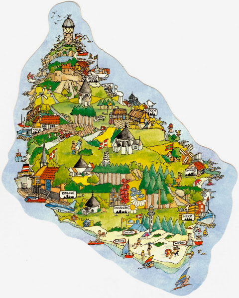 My Favorite Postcards: Map of Bornholm, Denmark