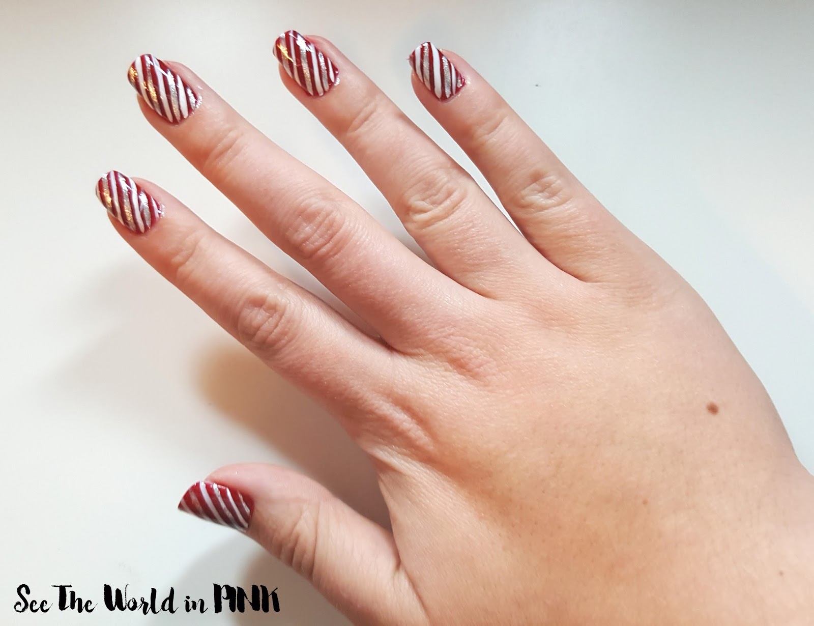 Manicure Monday - Candy Cane Striped Nails! | See the World in PINK