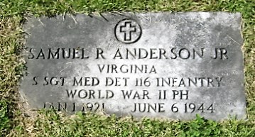 116th Infantry Regiment Roll of Honor: PVT Samuel Rush Anderson Jr