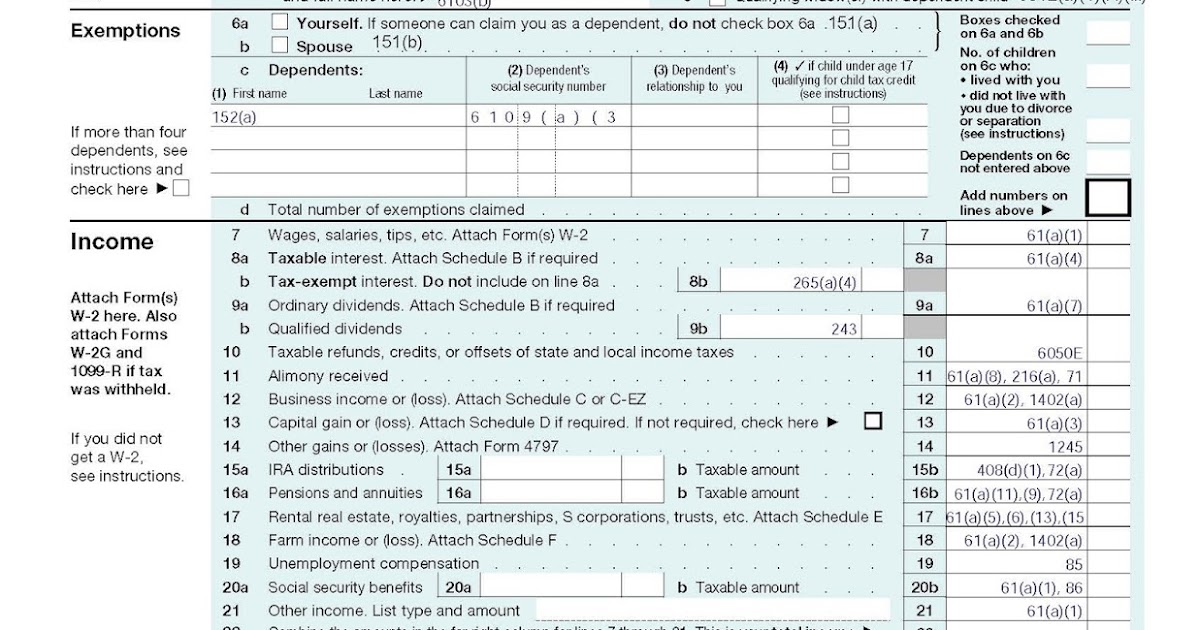 IRS Tax Procedure: Code Sections Form 1040 Page 1