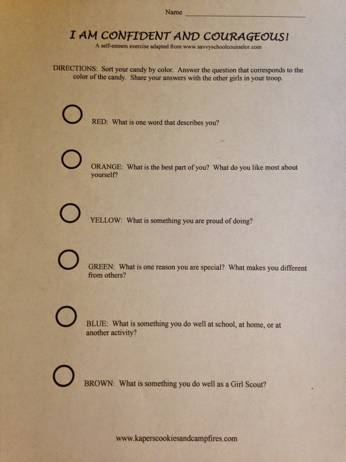 Girl Scout Worksheets