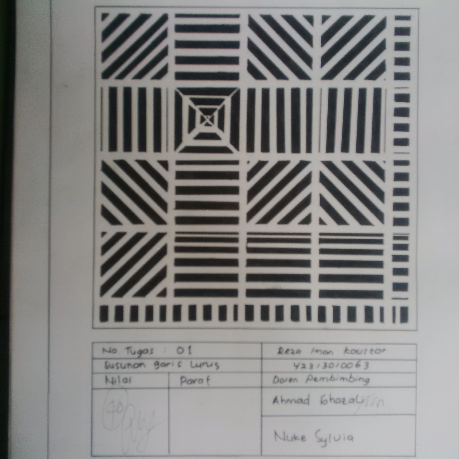 Desain Elementer ( NIRMANA ): Tugas 1 (Susunan Garis Lurus)