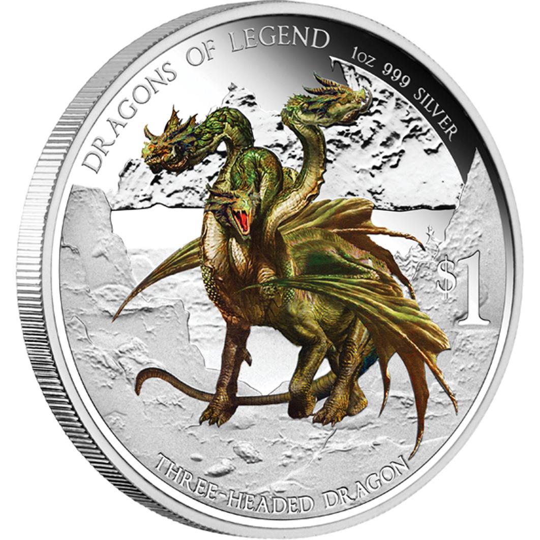 Pure Gold and Silver: Dragons Of Legend Three Headed Dragon Silver Coin ...