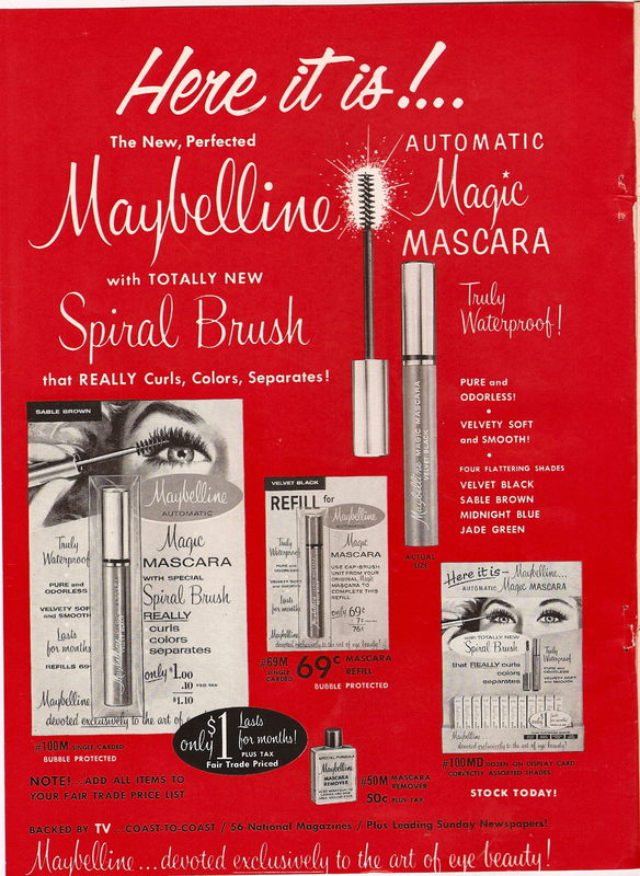 THE MAYBELLINE STORY : MAYBELLINE'S RED AND GOLD METAL BOXES.