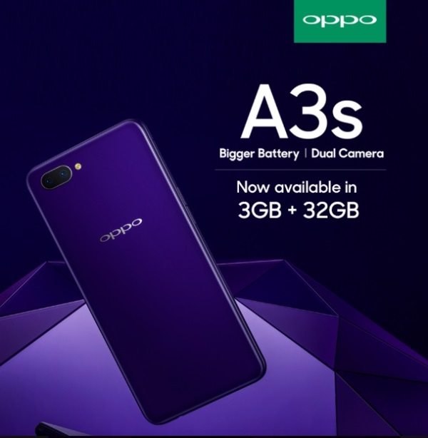 OPPO A3s Now Has 3GB/32GB Variant in India - TeknoGadyet