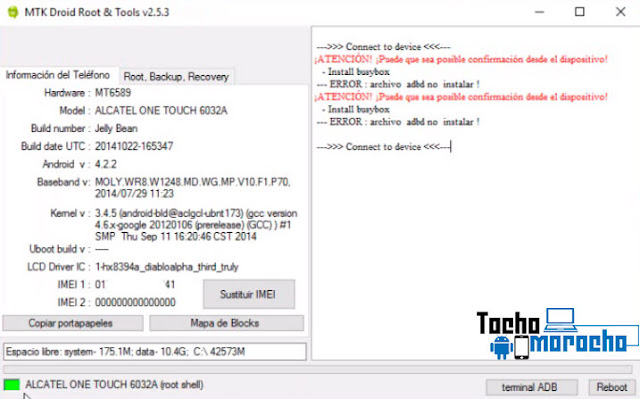 ERROR: archivo adbd no instalar! | MTK Droid Tools