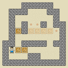 Sokoban: Sokoban lessons - Seven boxes (with rooms)
