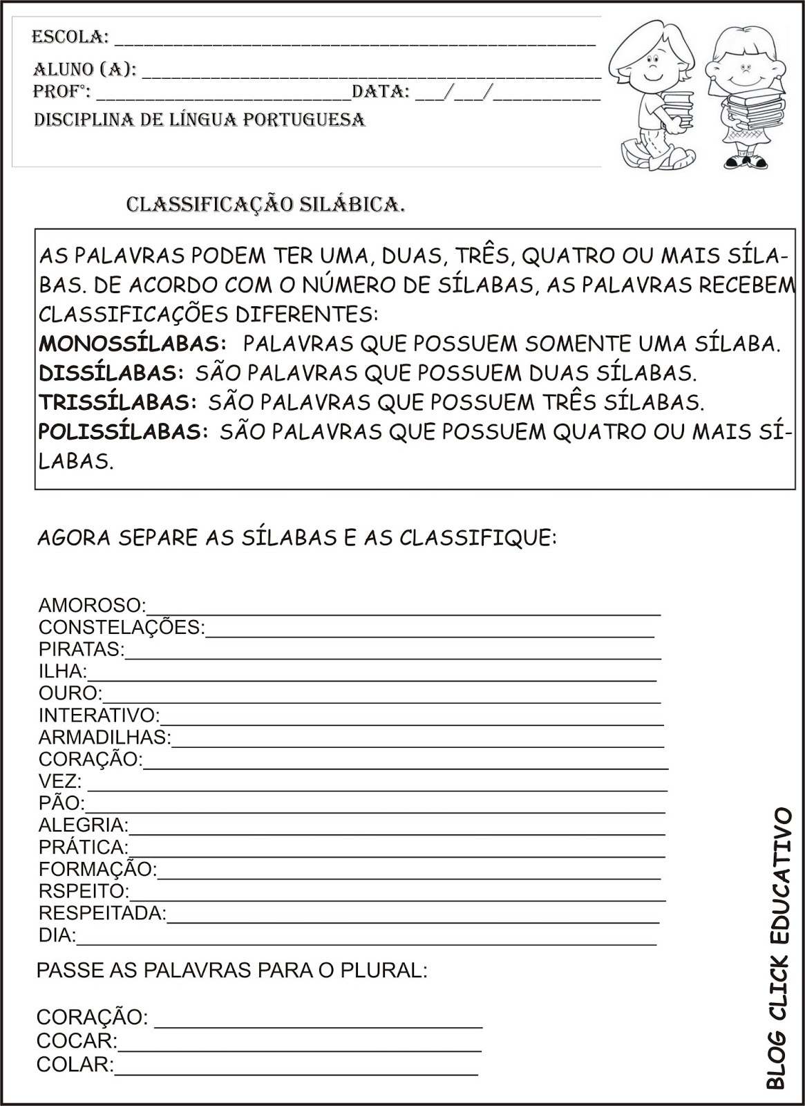 Atividade Monossílaba Dissílaba Trissílaba Polissílaba - RETOEDU