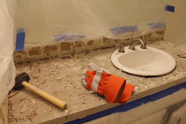 Replacing the Tile Vanity Top on A Budget - Bathroom Renovation | It ...