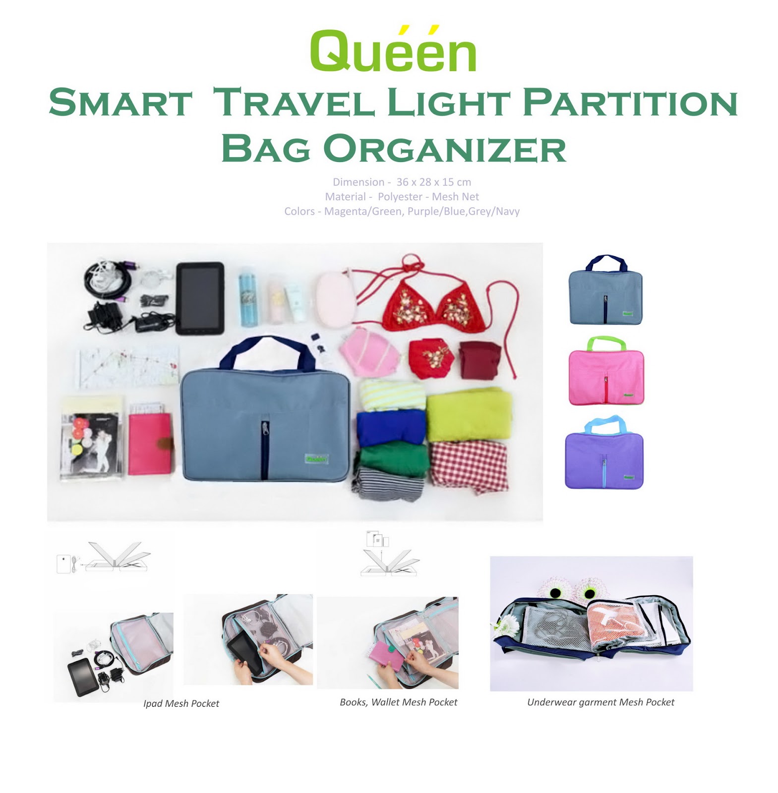 Smart Light Travelling Partition Bag Organizer