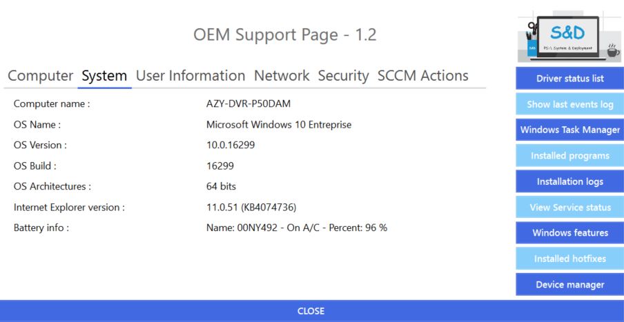 Powershell tool: OEM Support Page | Syst & Deploy