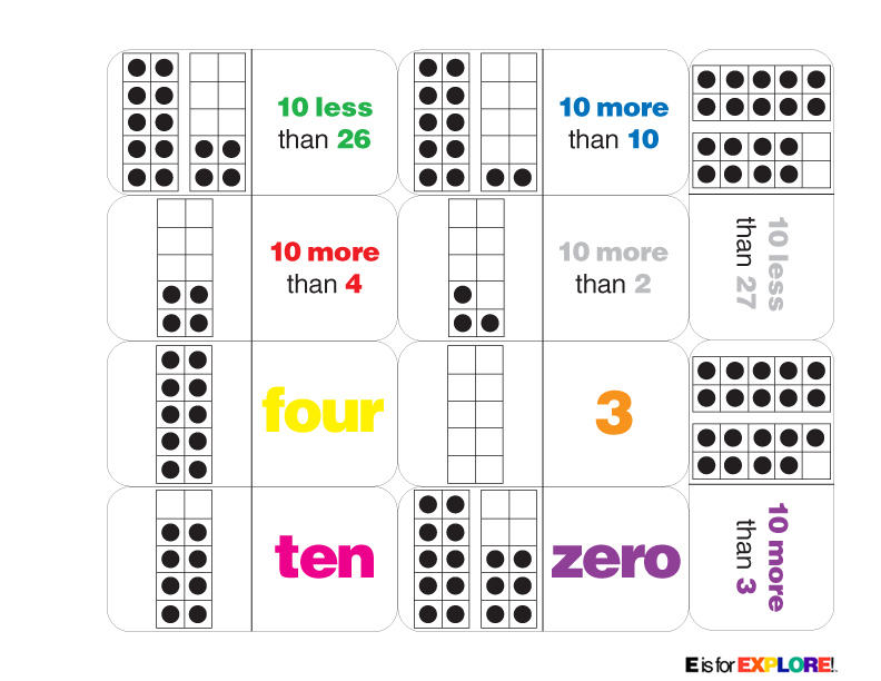 E is for Explore!: Ten Frame Dominoes