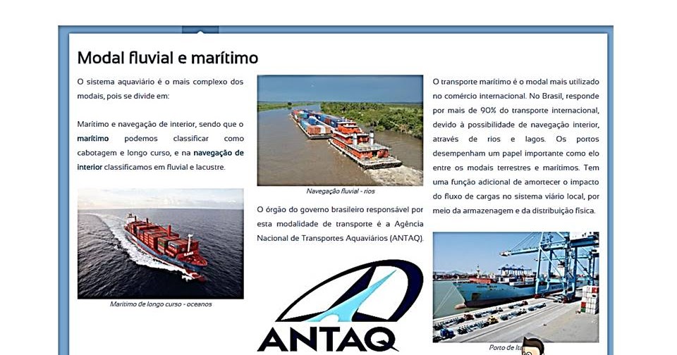 Logística Empresarial e Negociação Internacional: Modal Fluvial e Marítimo