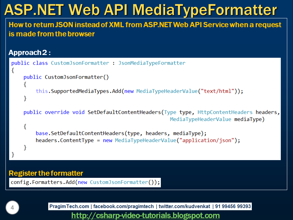 Sql Server Net And C Video Tutorial Aspnet Web Api Mediatypeformatter