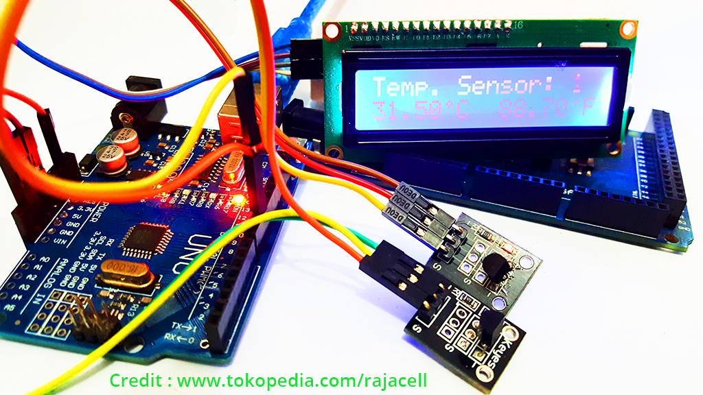 Dallas DS18b20 : Mutiple Sensor Temperature with Single Wire + LCD1602 ...