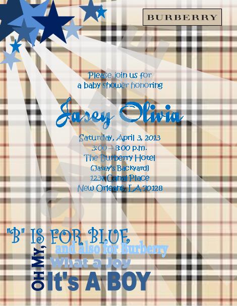 Solutions...Event Design by Kelly: Burberry Theme Baby Shower Invitations