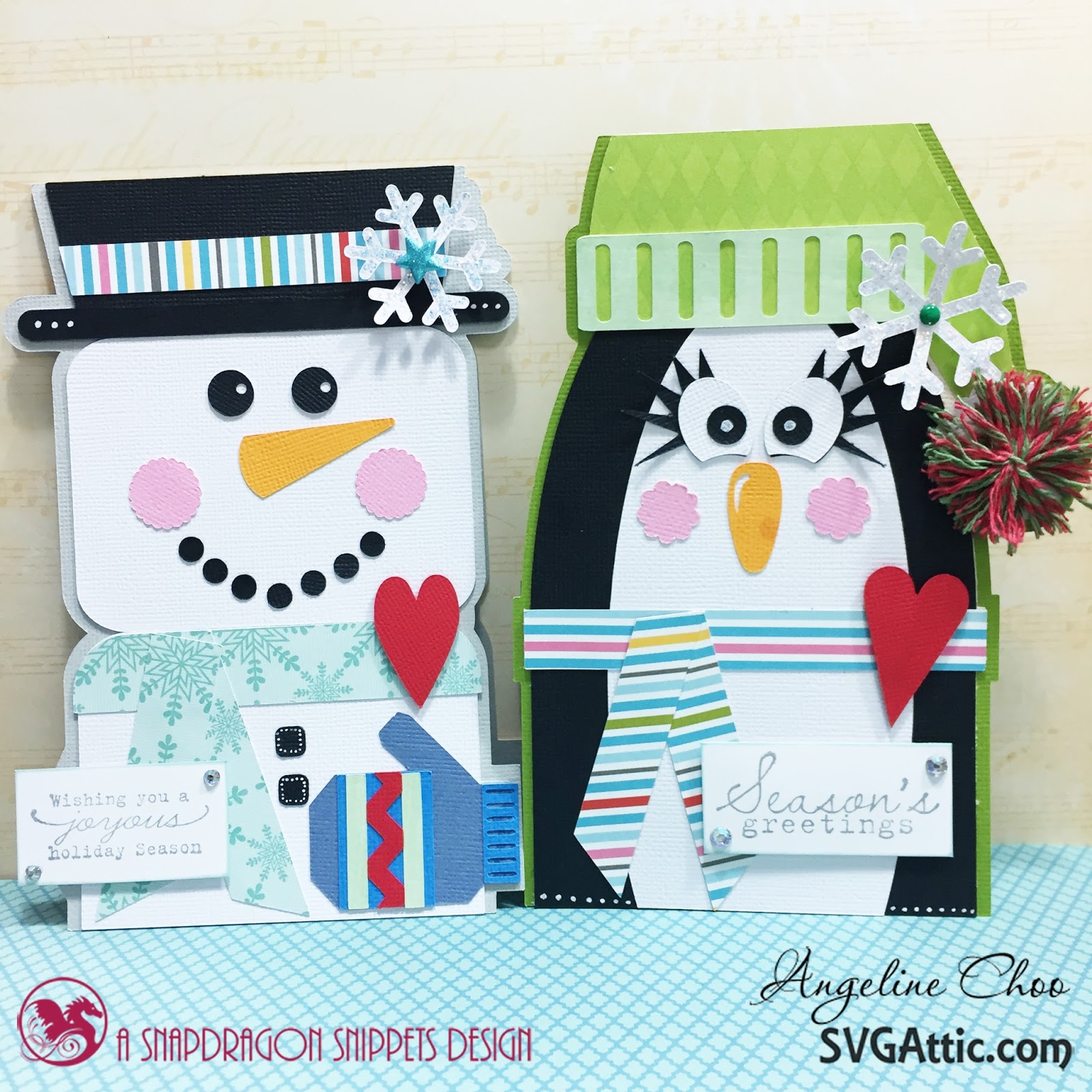 SVG Attic Blog: Snowman and Penguin cards with Angeline