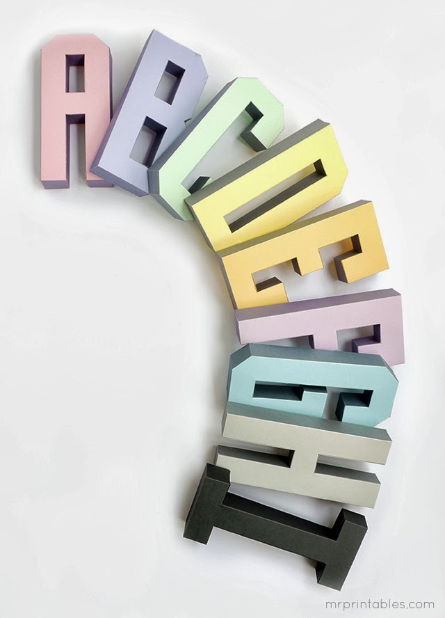 Descarga Gratis: Letras en 3D para decorar. Free printable : x4duros.com