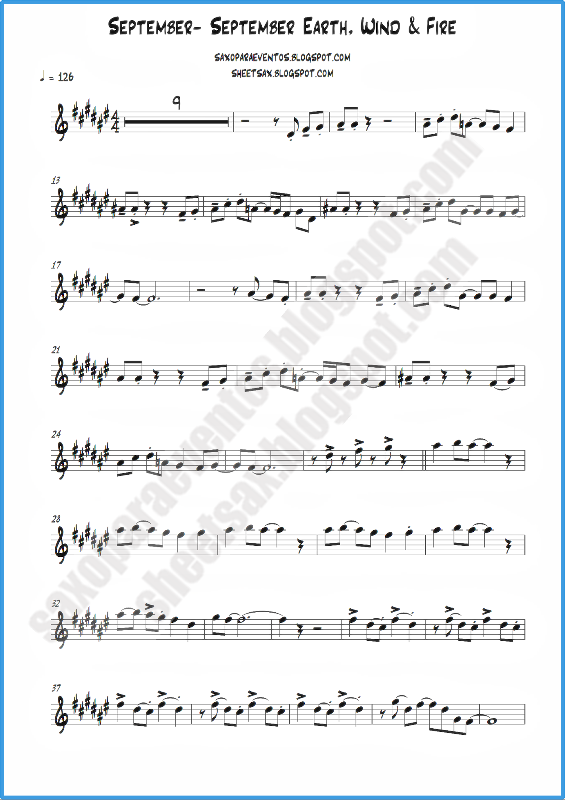 September Tenor Sax Sheet Music at Zoe Nanya blog