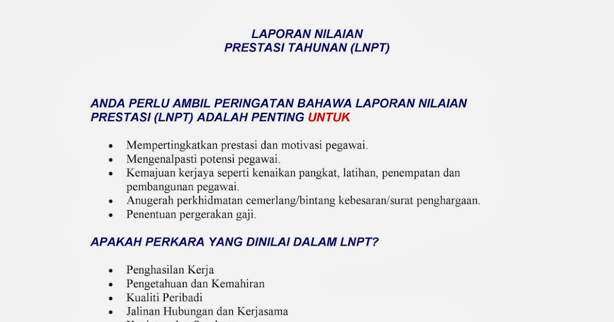 Laporan Nilaian Prestasi Tahunan (LNPT) dan Augerah Perkhidmatan ...