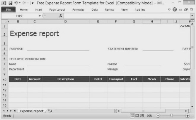 Excel Templates Format: Expense Claim Form Templates