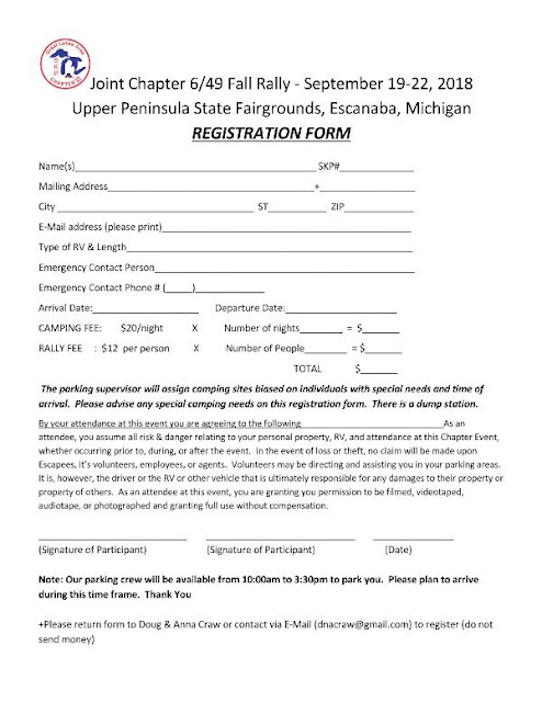 Escapees RV Club - Chapter #6 - Michigan Area: Rally Registration forms