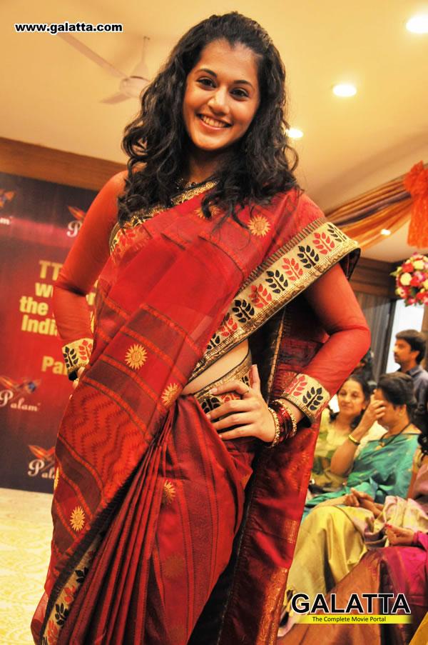 cute photos: Tapasee Pannu Launches Sri Palam Silk Sarees at TTK Road ...