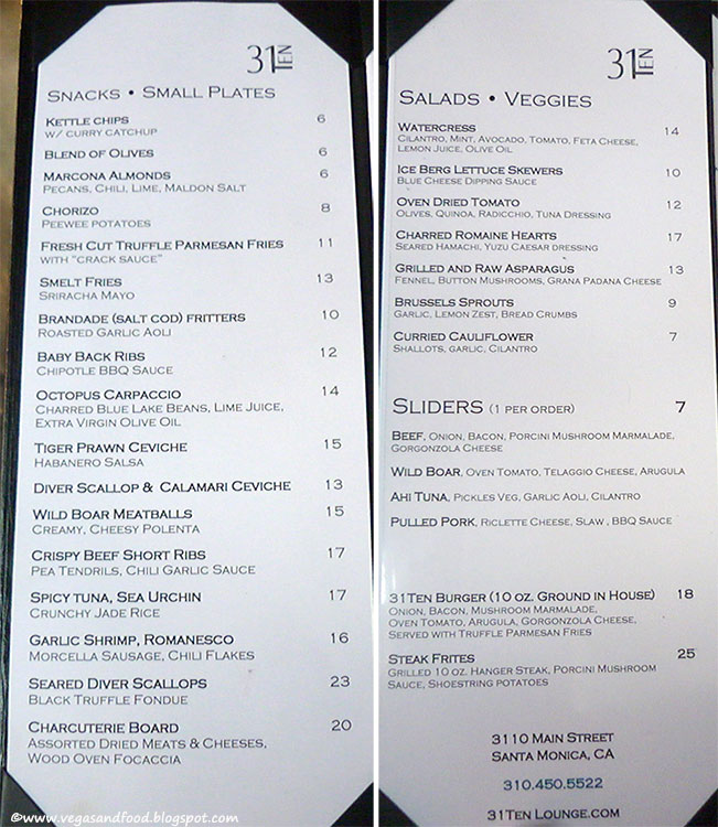 31Ten Lounge - Santa Monica - Vegas and Food